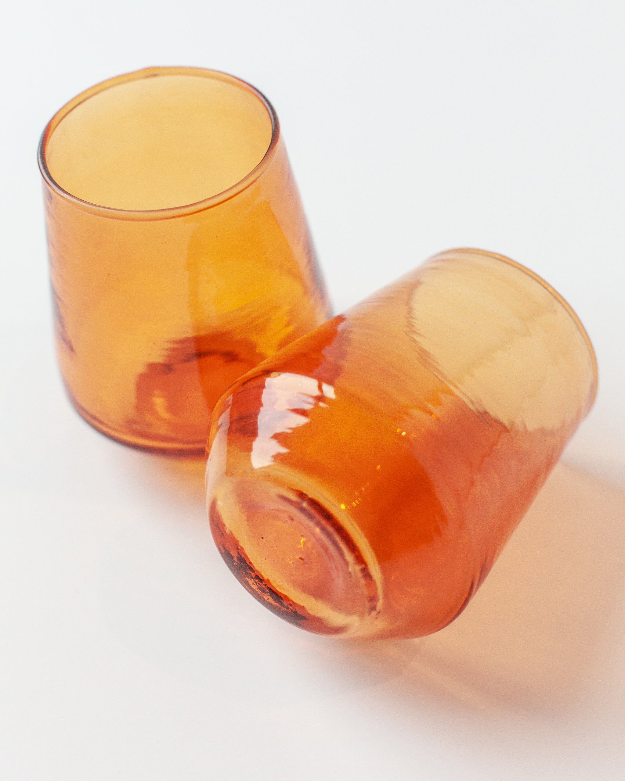 Pair of Hammered Glass Water Tumblers | Artisan Made Glassware