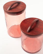 Hammered Glass Canisters w/ Wood Lid | Fair Trade Kitchen Storage