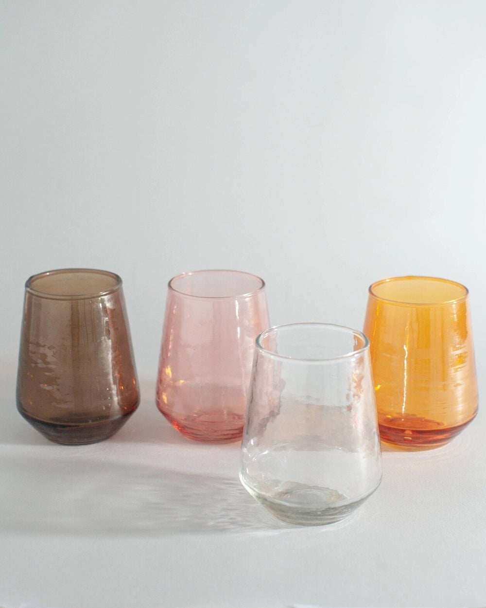 Pair of Hammered Glass Water Tumblers | Artisan Made Glassware
