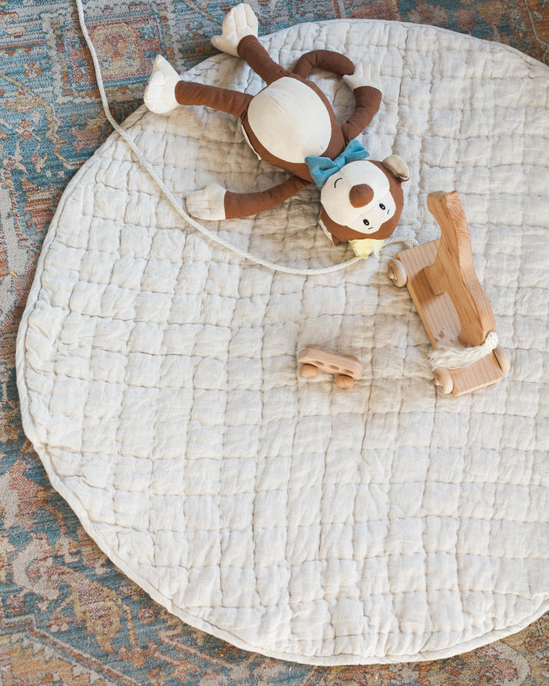 Stone Washed Linen Quilted Play Mat | The Ethical Baby Line